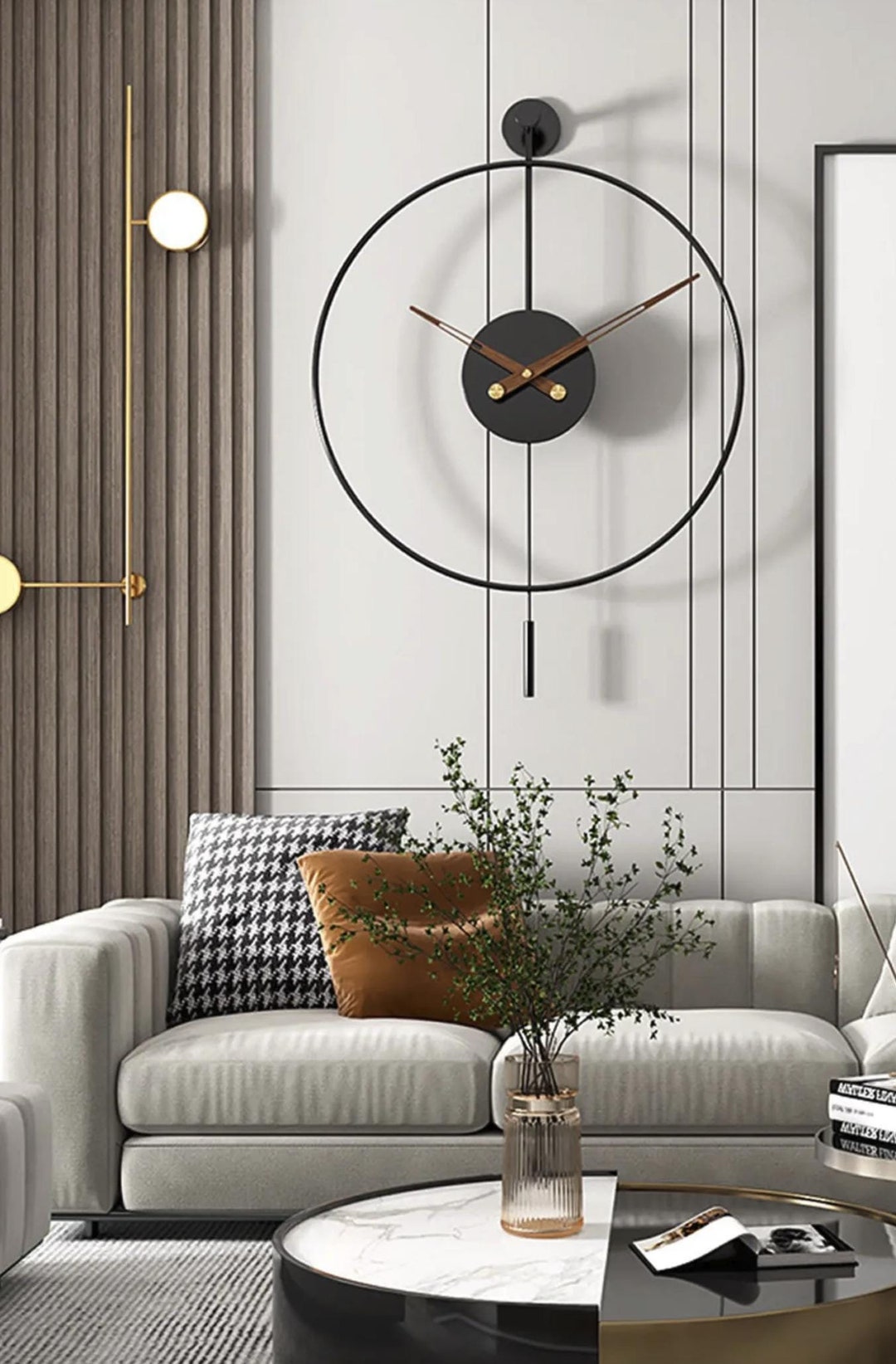 Black Modern Decorative Pendulum Metal Wall Clock, Metal Wall Clock ...