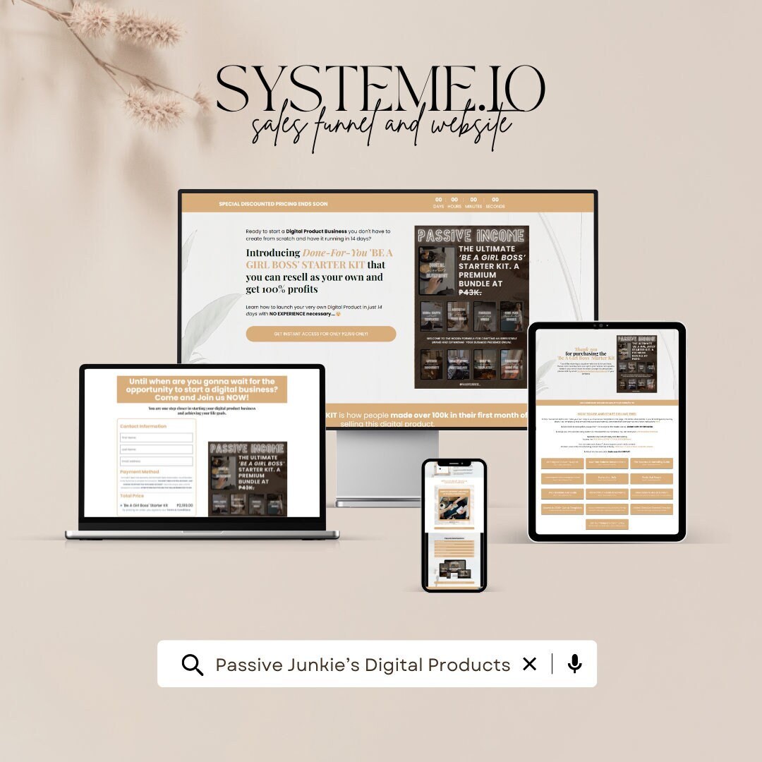 Systeme.io 4 Page Sales Funnel Template for Digital Product Business ...