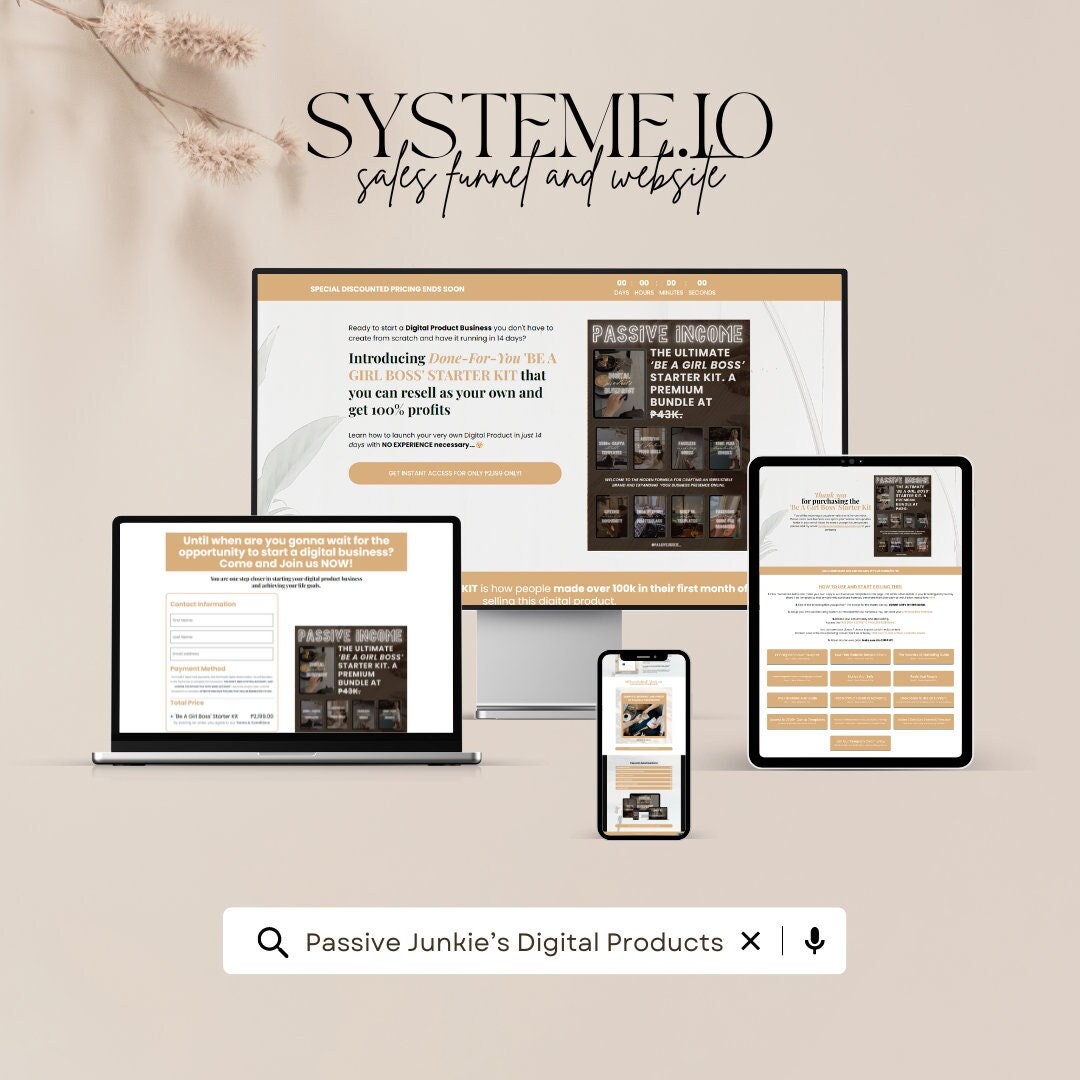 Systeme.io 4 Page Sales Funnel Template for Digital Product Business ...