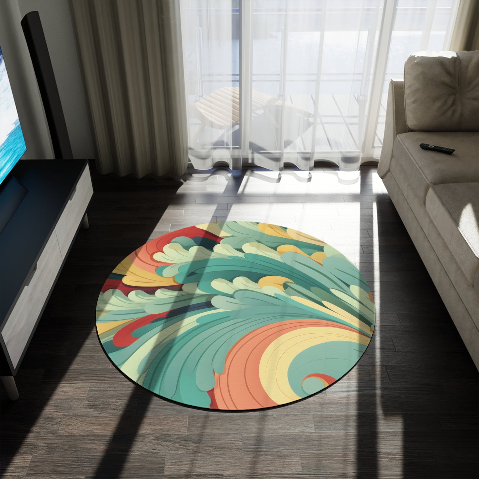 Vintage-inspired Colorful Abstract Round Rug for Modern Home Decor ...
