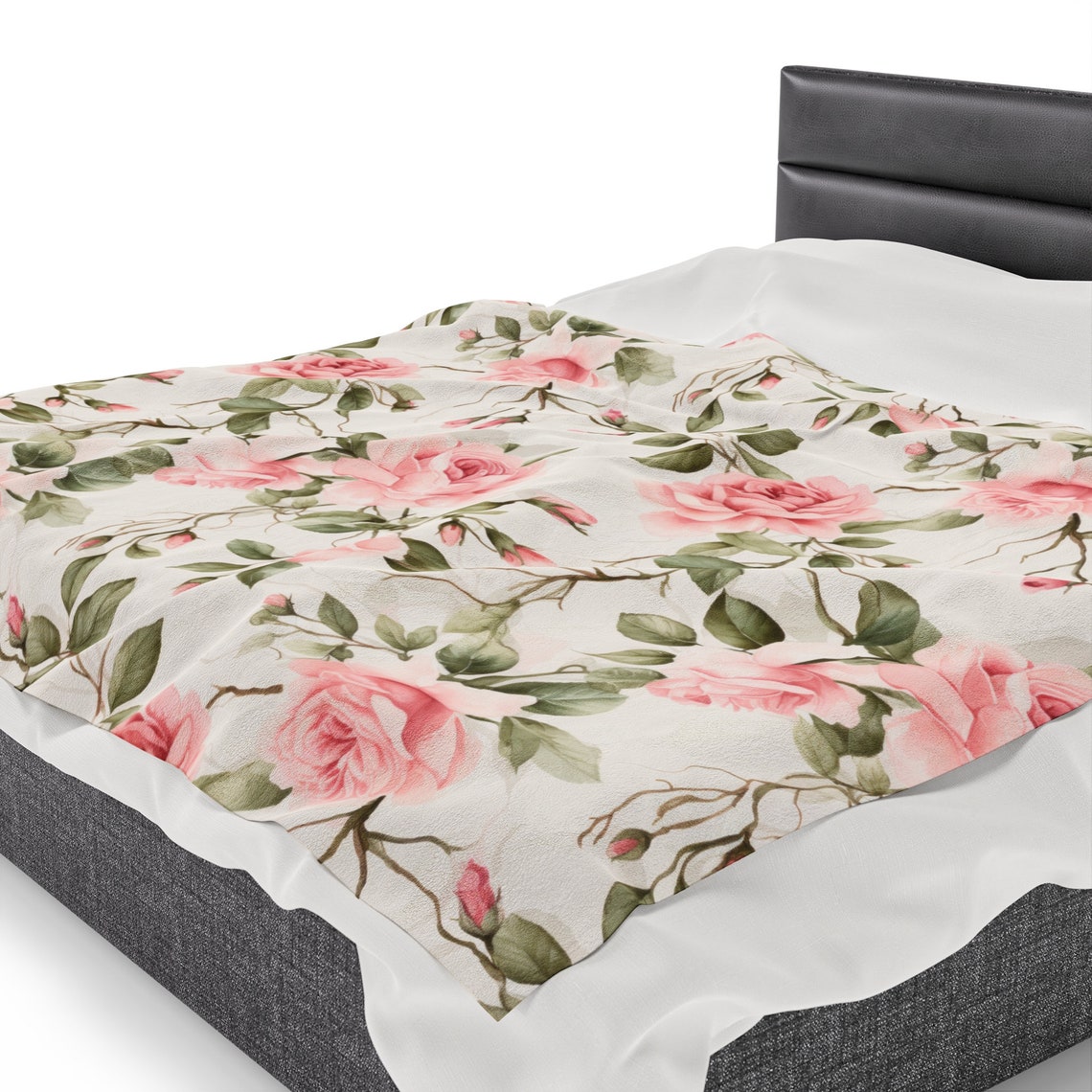 Chic Velveteen Rose Print Blanket - Luxurious Coquette Style Home Decor ...