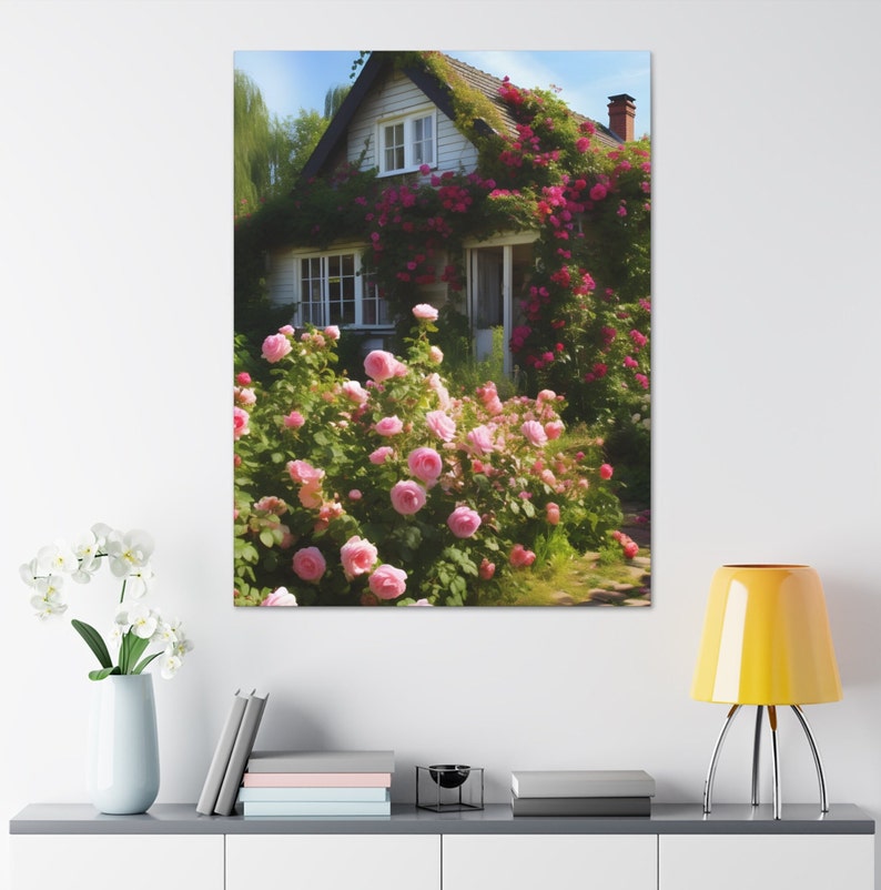 Enchanting English Cottage Garden Wall Art Print, Coquette Home Decor, Romantic Floral Scene ...