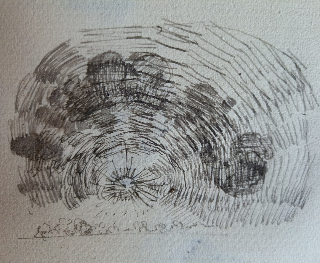 Original Work Fine Art Ink Drawing Landscape Sun Sky - Etsy