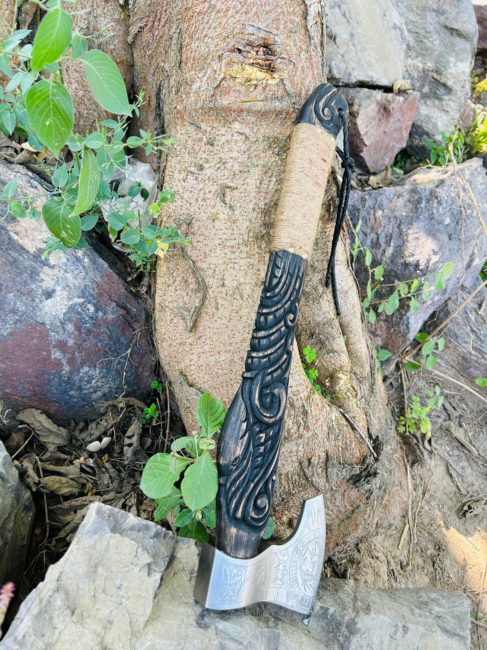 Custom Handmade Viking Axe With Customized Logo on Blade and - Etsy