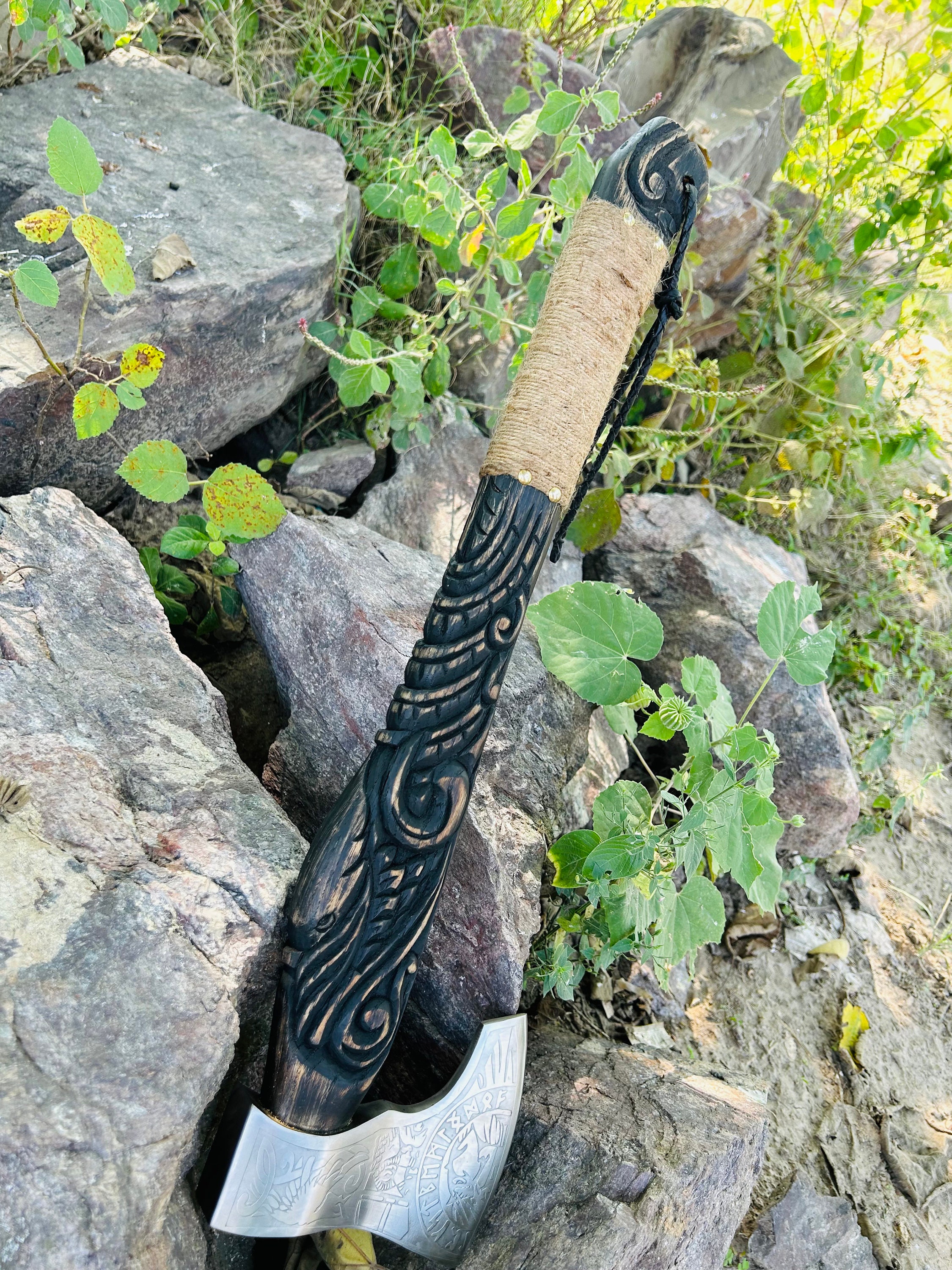 Custom Handmade Viking Axe With Customized Logo on Blade and - Etsy