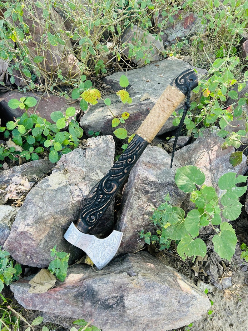 Custom Handmade Viking Axe With Customized Logo on Blade and - Etsy