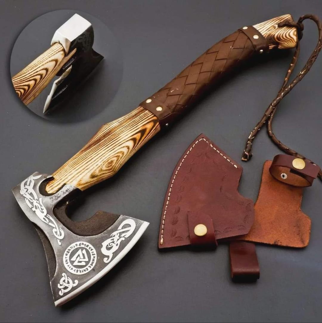 Custom Handmade Viking Axe for Sale With Leather Wrapping & - Etsy