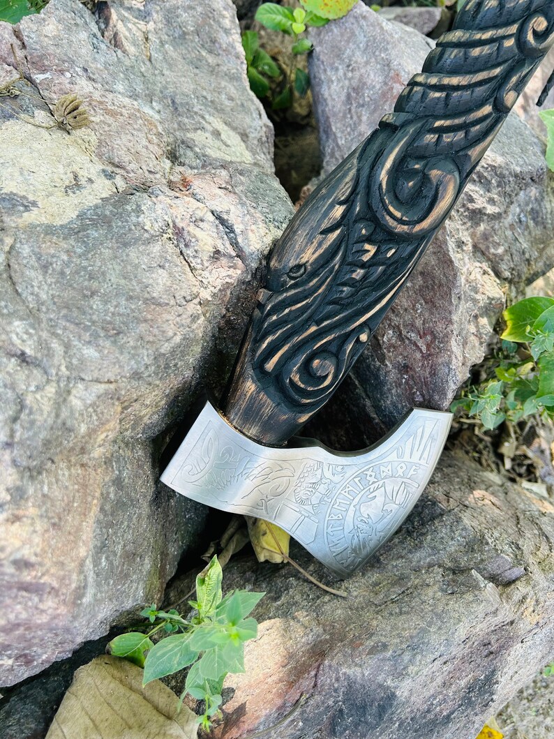 Custom Handmade Viking Axe With Customized Logo on Blade and - Etsy