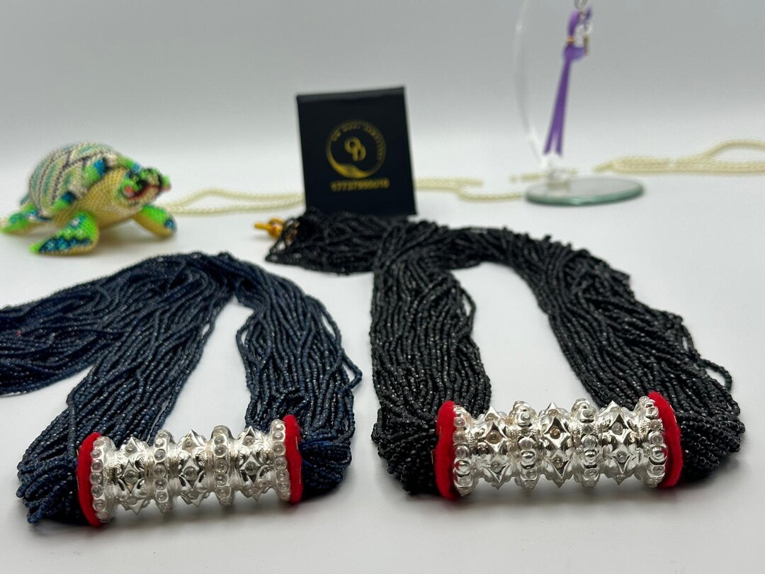 Woman Nepali Tilhari, Pure Hand Made 100% Pure Silver/ Dark Blue /dark ...