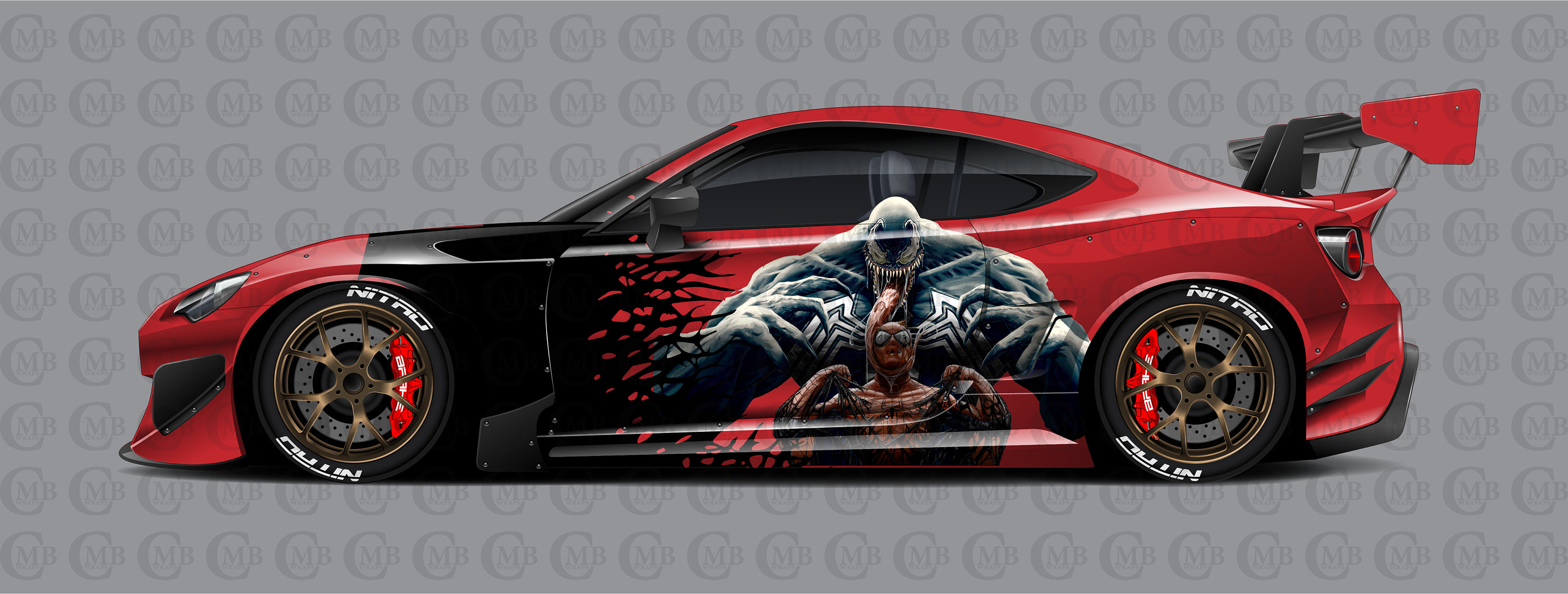 Venom Vs Spiderman Car Livery, Cast Vinyl Wrap, Universal Size, Car ...