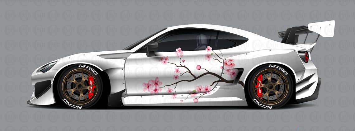 Sakura Japanese Theme, Car Livery, Cast Vinyl Wrap, Universal Size, Car ...