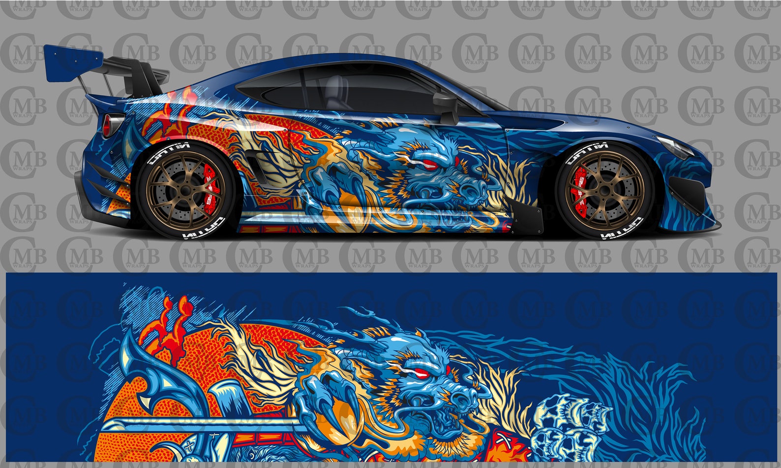 Dragon Japanese Style, , Car Livery, Cast Vinyl Wrap, Universal Size ...