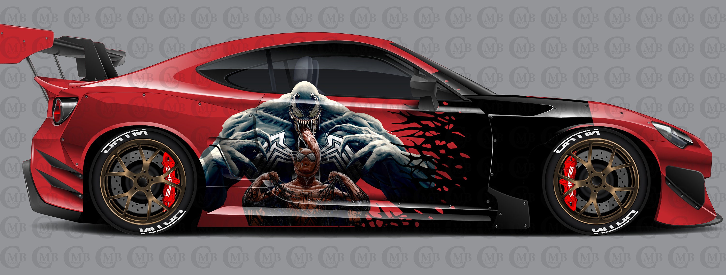Venom Vs Spiderman Car Livery, Cast Vinyl Wrap, Universal Size, Car ...