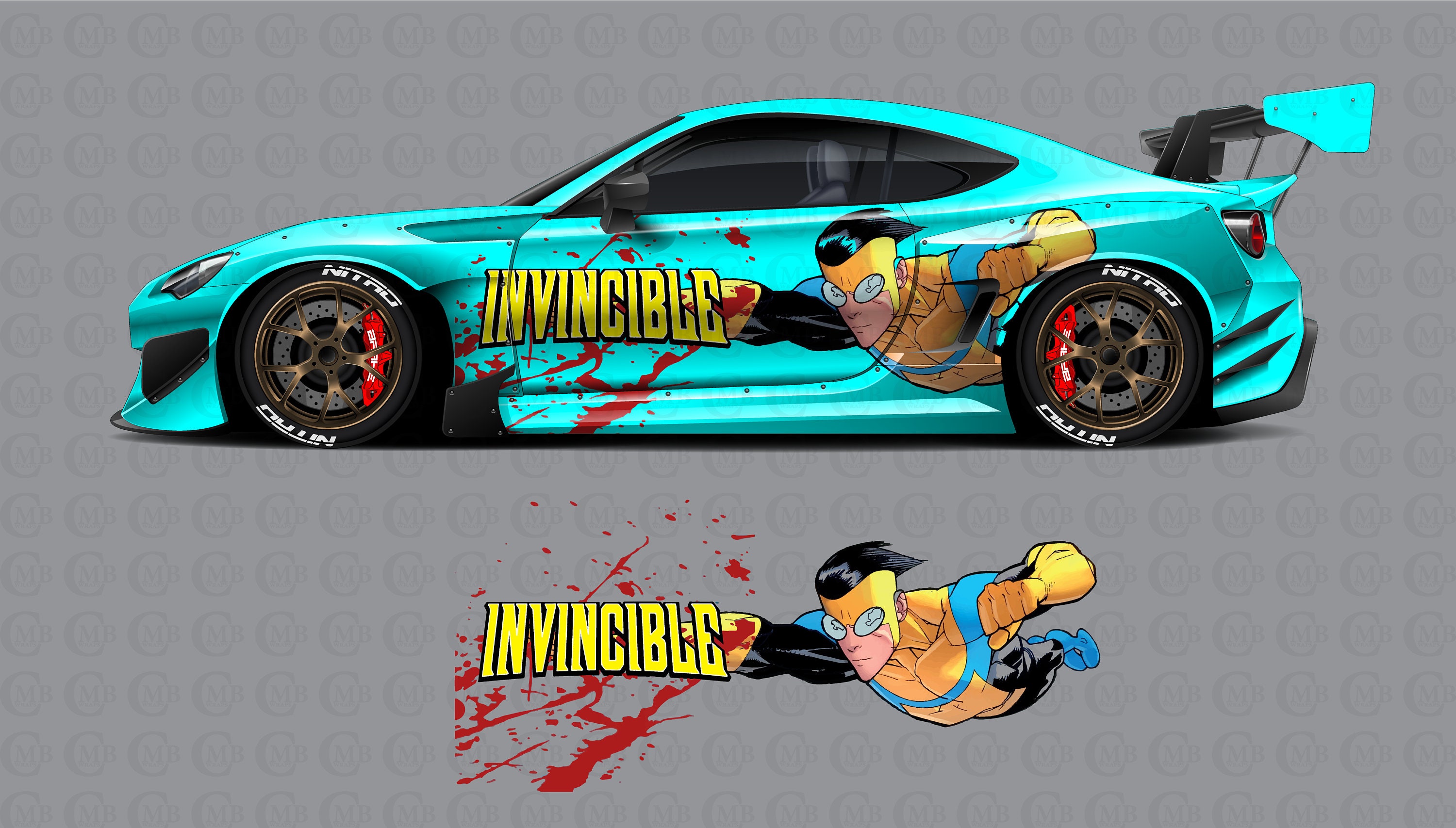 INVINCIBLE, Car Livery, Cast Vinyl Wrap, Universal Size, Car Wrap, Car ...