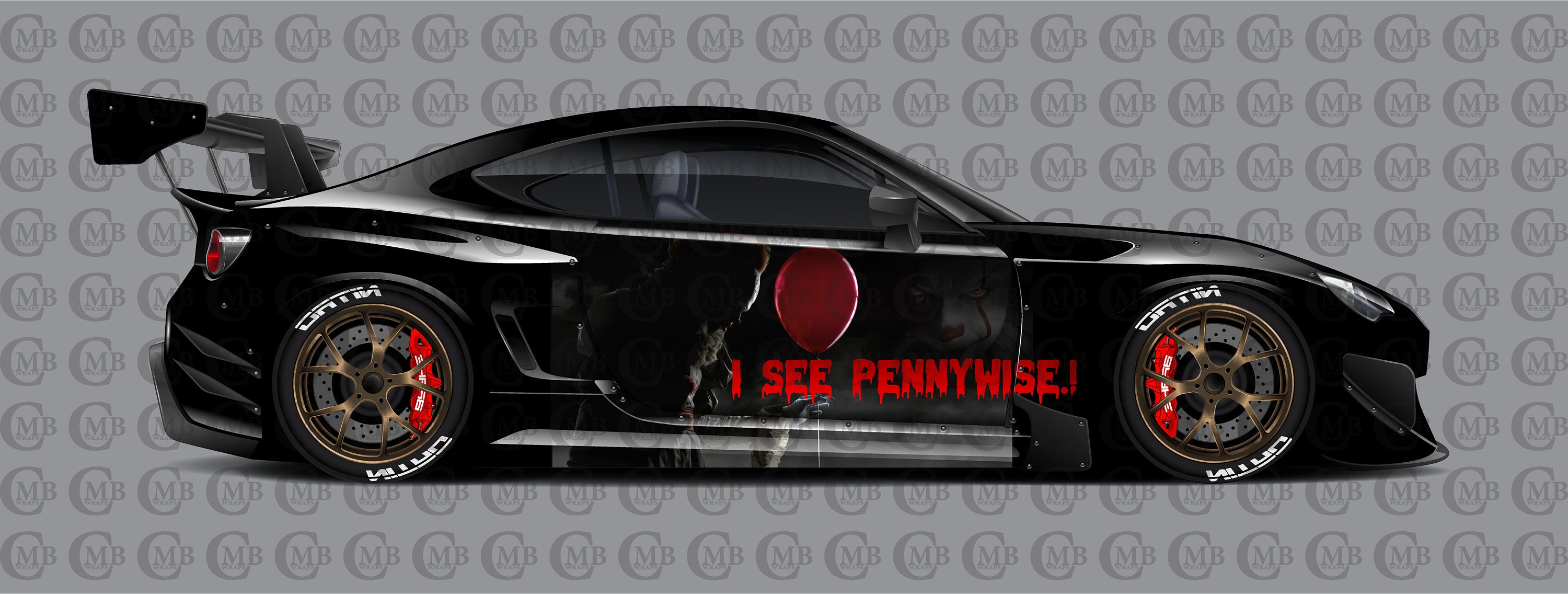 Pennywise It, Car Livery, Cast Vinyl Wrap, Universal Size, Car Wrap ...