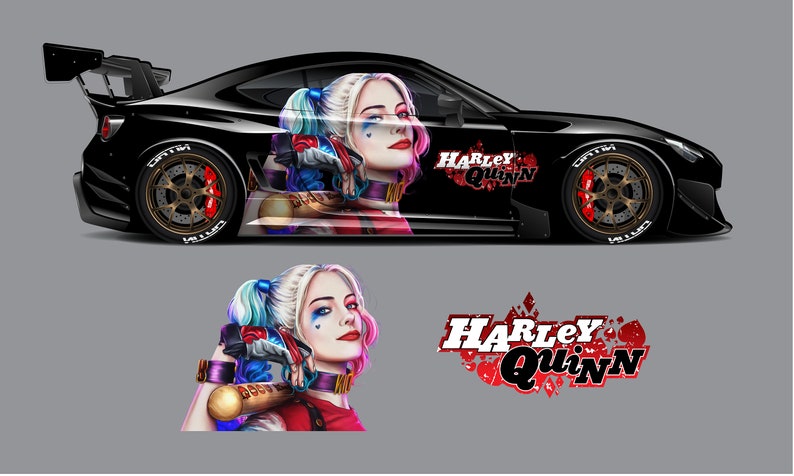 Harley Quinn, Car Livery, Cast Vinyl Wrap, Universal Size, Car Wrap ...
