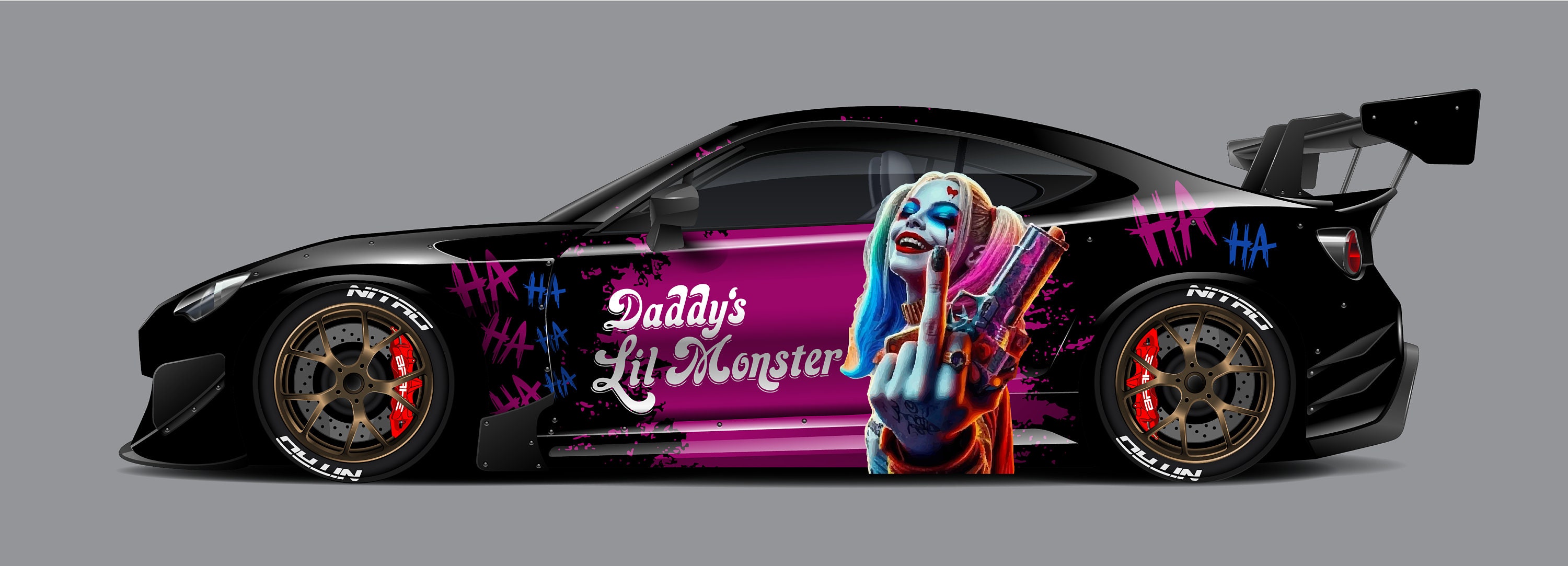Harley Quinn Premium Customizable Vinyl Car Wrap - High-quality Vehicle ...