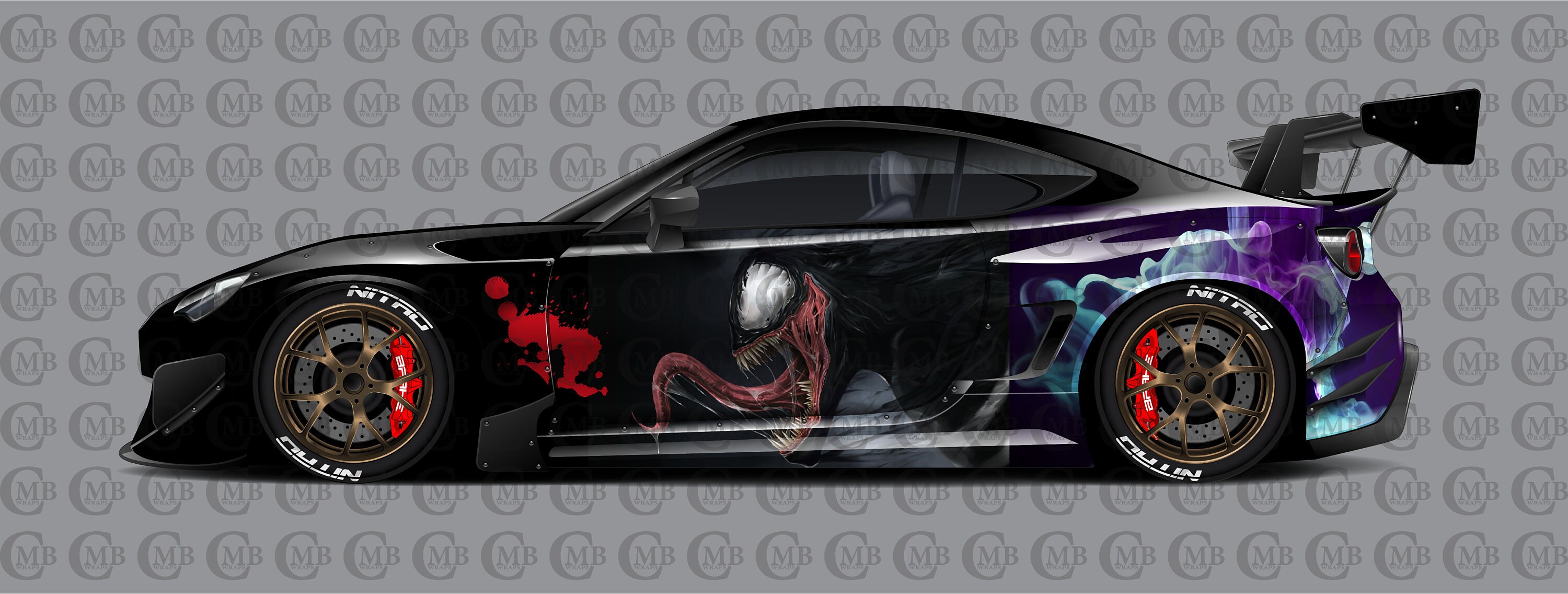Venom and Blood Effect, Car Livery, Cast Vinyl Wrap, Universal Size ...