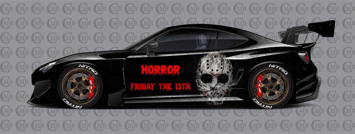Horror Theme, Car Livery, Cast Vinyl Wrap, Universal Size, Car Wrap ...