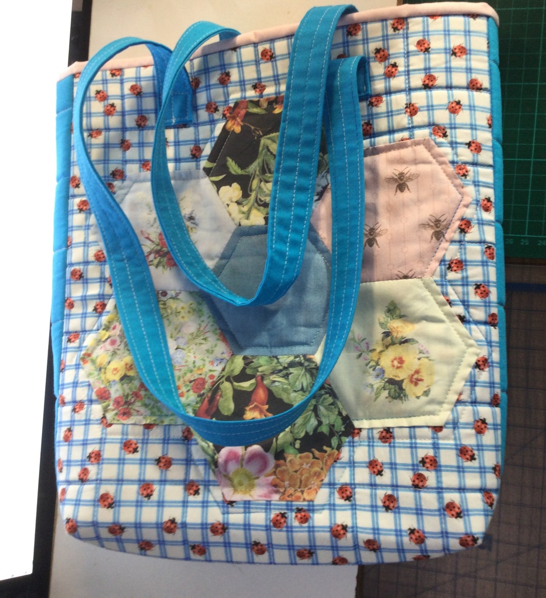 Unique Blue Patchwork, Quilted Tote Bag 12x10x4 Inches - Etsy
