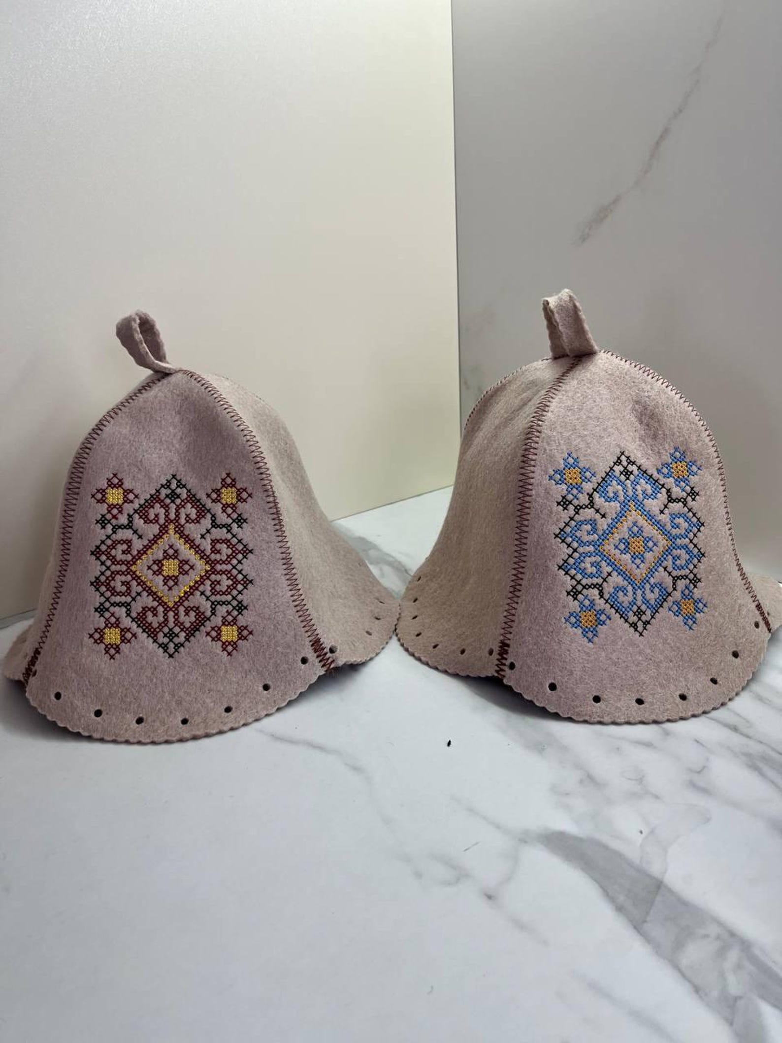 Set 2 Sauna Hat Wool / Saunahüte / Sauna Felt Bath Accessories Spa Gift ...