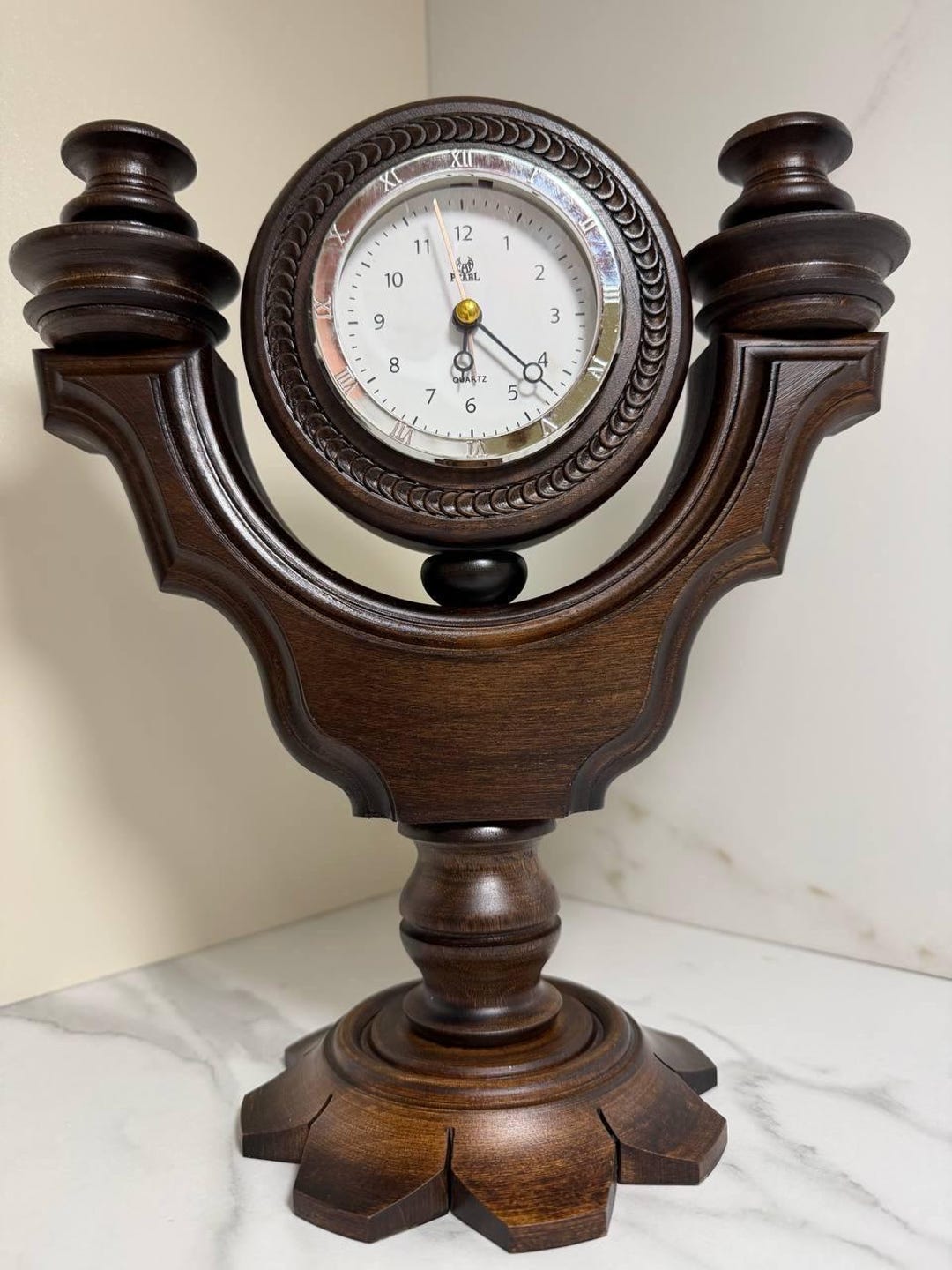Luxury Vintage Wooden Mantel Clock With Dual Candle Holders – Classic ...