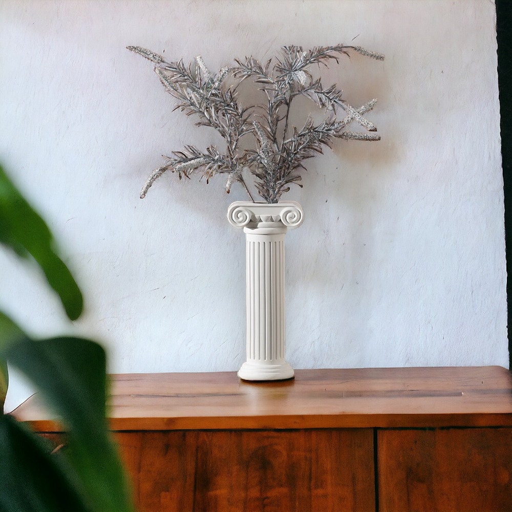 White Roman Column Resin Vase, Greek Decorative Flowers Vase, Roman ...