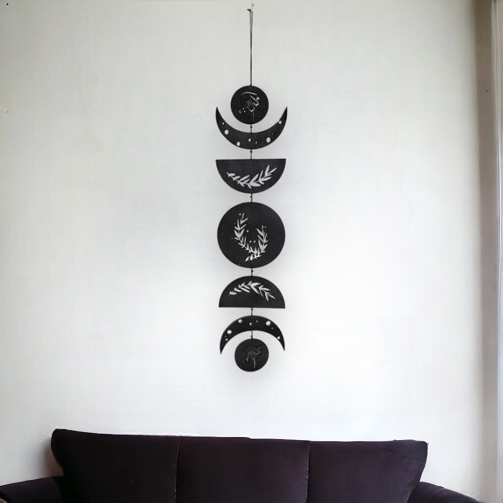 Dark/light Wooden Moon Phase Garland Wall Decor Boho Wall - Etsy