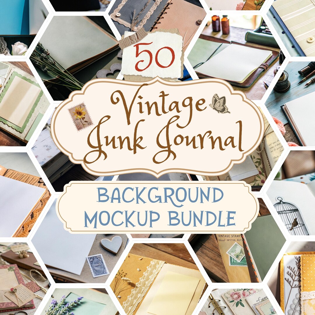 50* Vintage Junk Journal Mockup Bundle, Product Background, Table Top ...