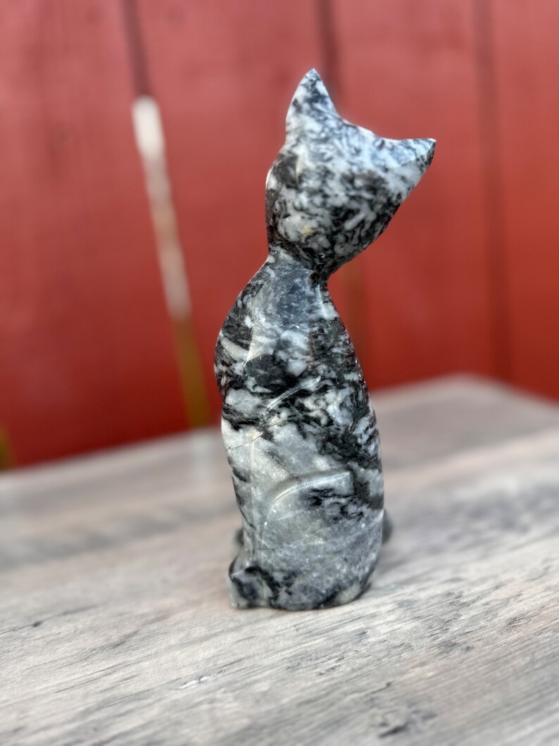 Vintage Solid Black Stone/ Marble Sitting Cat Figurine - Etsy