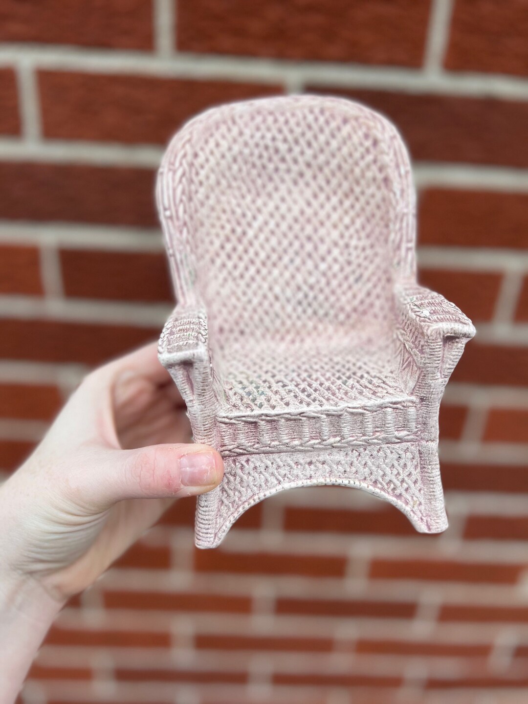 Vintage Ceramic Chair/ Wicker Style Chair/ Knick Knacks/ Mini Plant ...