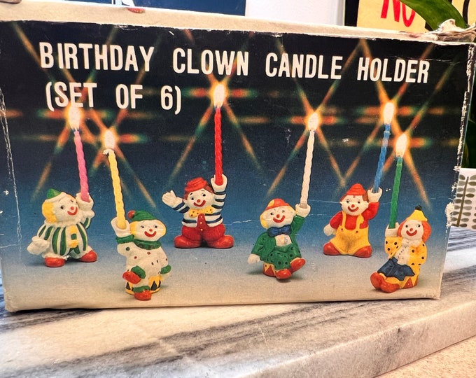 Vintage Clown Birthday Candle Holder Set of 6 Still in Box - Etsy