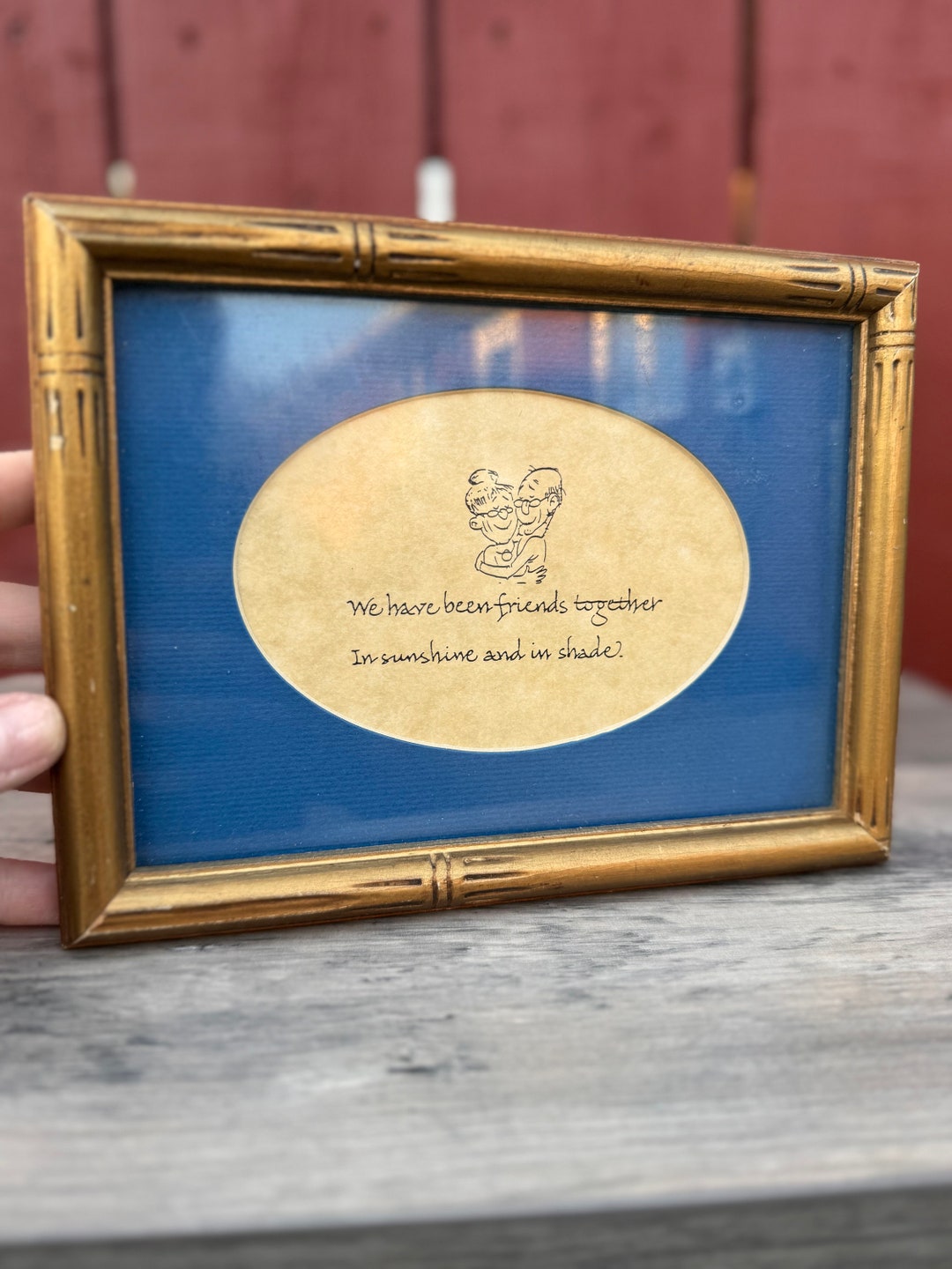 Vintage Framed Sweet Couple Wall Art in Gold Bamboo Frame / We Have ...