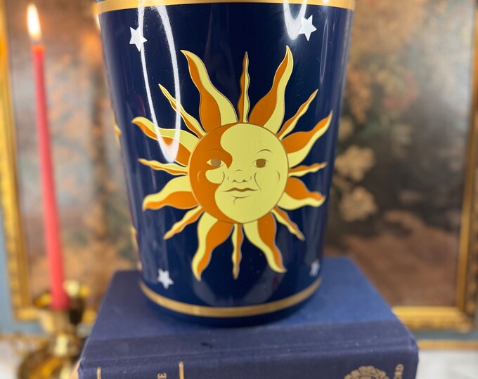 Vintage Celestial Sun & Moon Waste Basket / Trash Can - Etsy