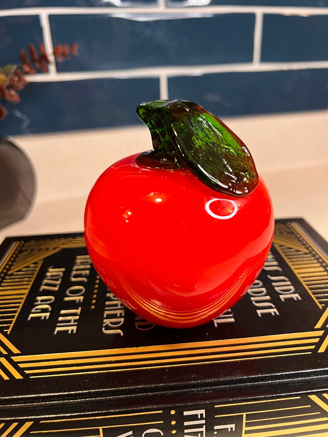 Vintage Blown Glass Apple Fruit Paperweight - Etsy