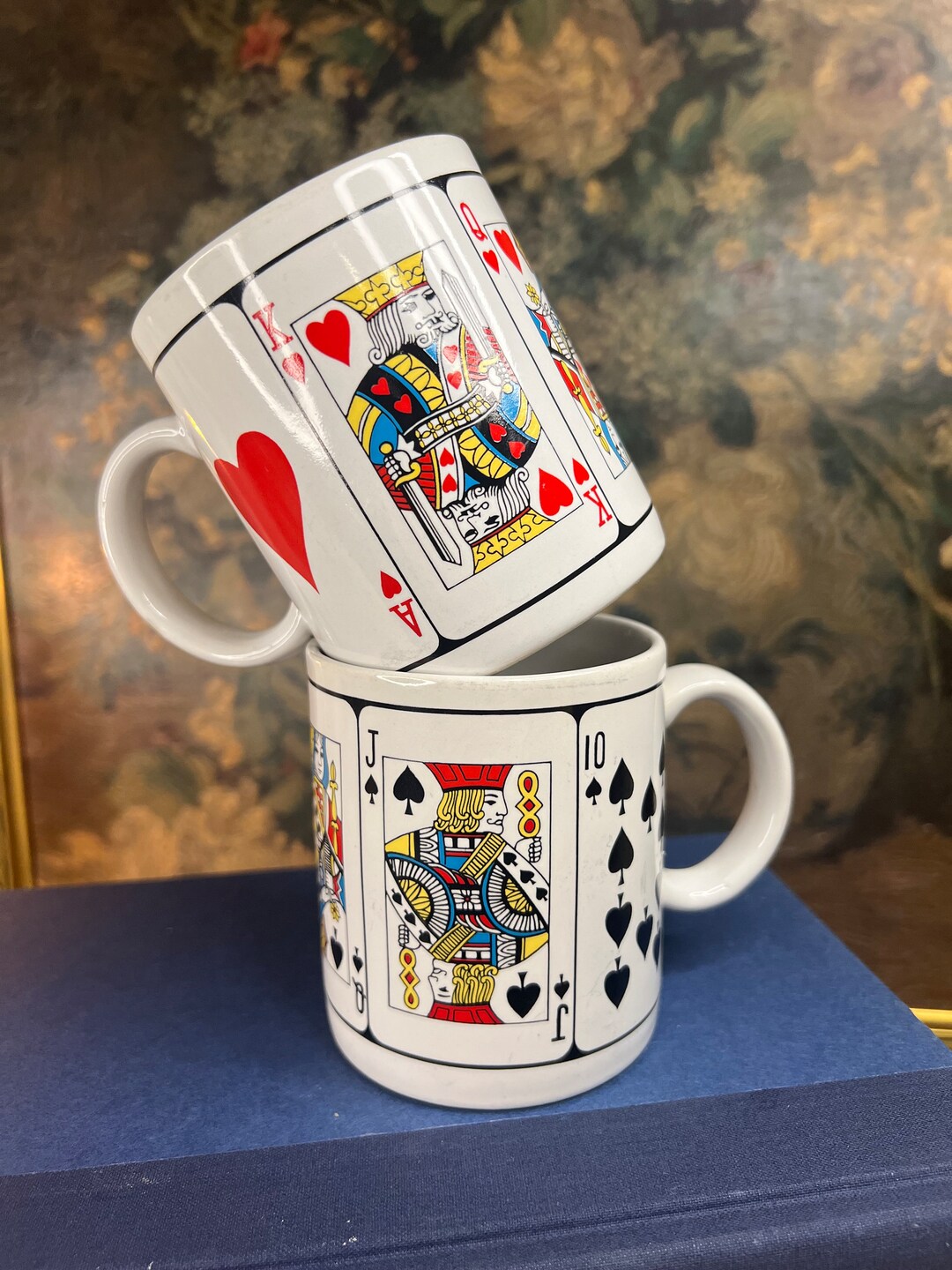 Vintage Set of 2 Playing Card Suits Mugs / Card Mugs/ Retro Coffee Cups ...