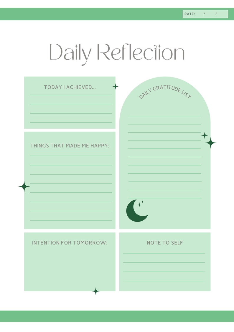 DIGITAL - Daily Planner + Reflection - Etsy