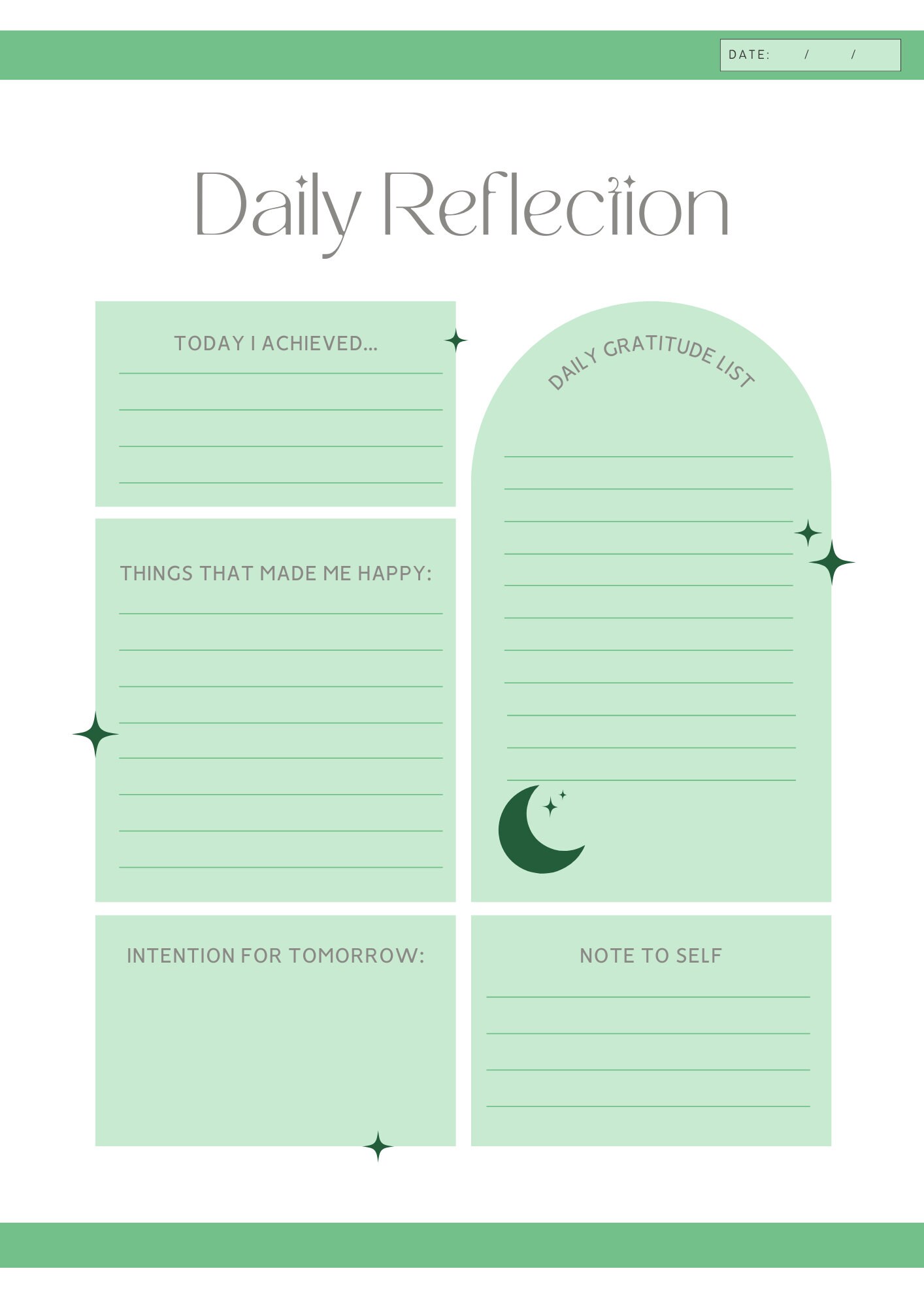 DIGITAL - Daily Planner + Reflection - Etsy