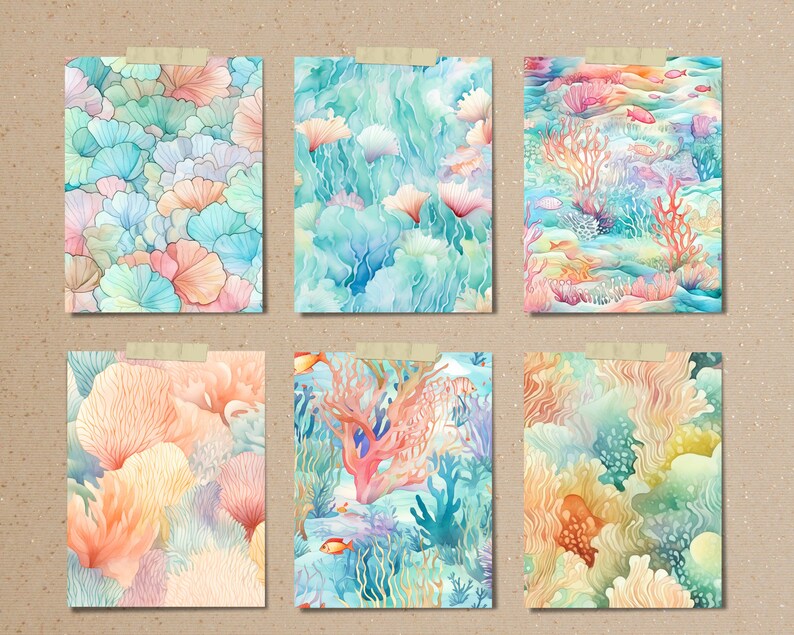 12 Underwater Watercolor Digital Paper, Seamless Pattern, Underwater ...