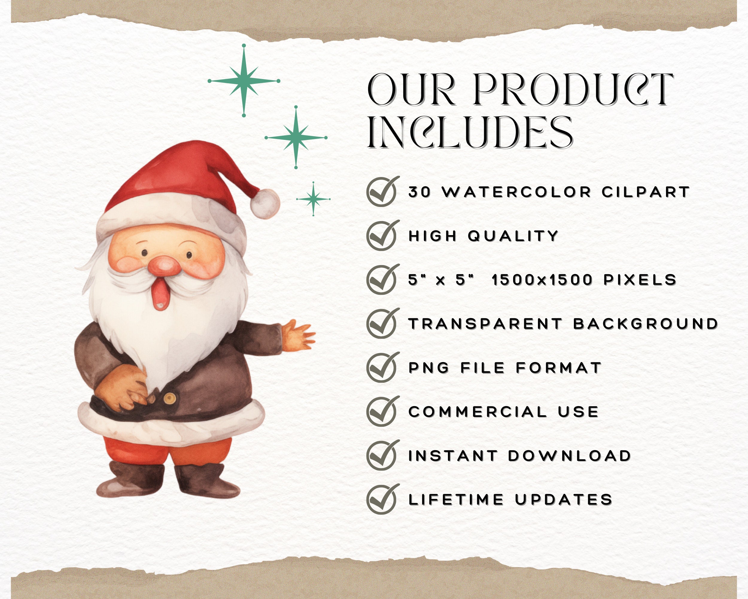 30 Santa Claus Watercolor Clipart Set, Santa Claus Clipart, Transparent ...