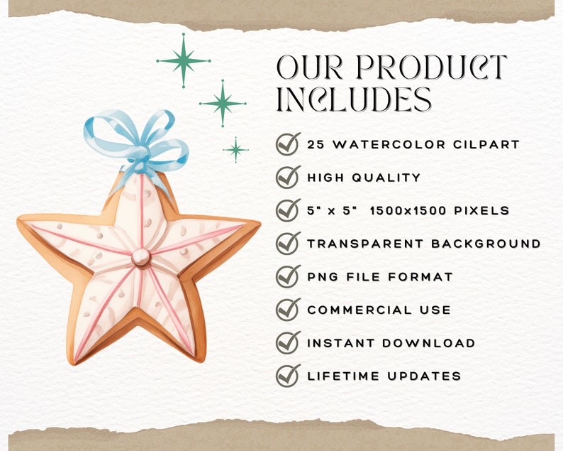 25 Christmas Cookie Watercolor Clipart Set, Christmas Cookie Clipart ...