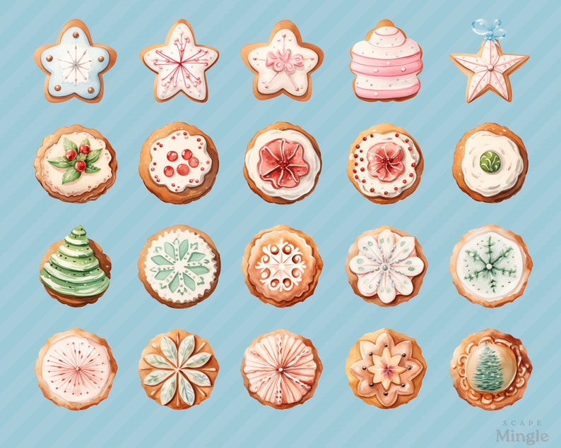 25 Christmas Cookie Watercolor Clipart Set Christmas Cookie - Etsy