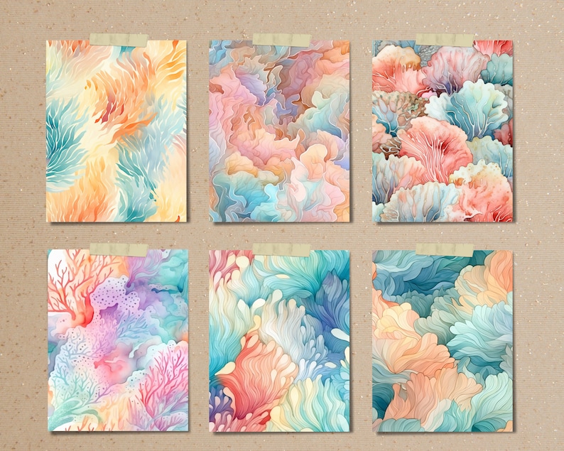 12 Underwater Watercolor Digital Paper, Seamless Pattern, Underwater ...