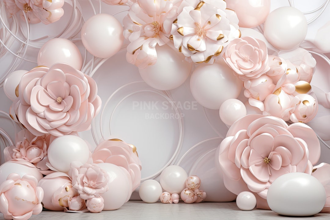 Pink Balloon Stage Decorations Backdrop With Rose, Birthday ...
