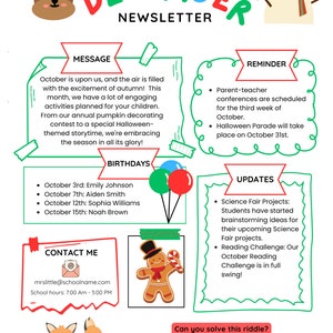 4th Quarter Teacher Newsletter Template Bundle - October November ...