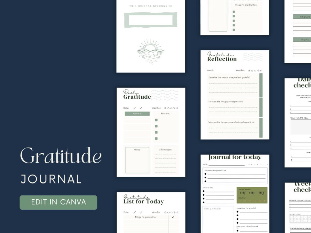 Editable Gratitude Journal for Women Daily Gratitude Page Monthly ...