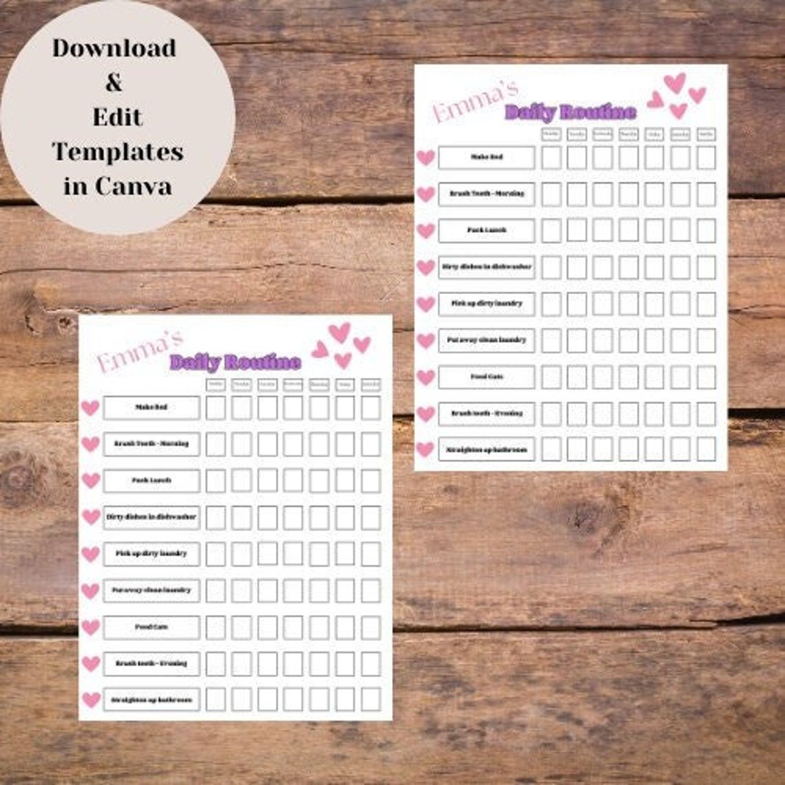 Printable Kids Daily Routine Chart -editable Girls Daily Schedule ...