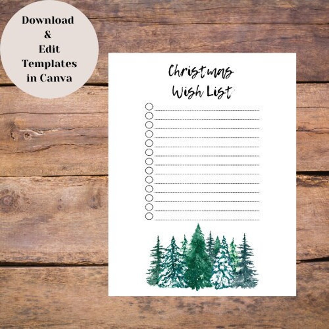 Snowy Trees Printable Christmas Wish List, Snowy Trees Template, Kids ...