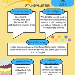 Monthly Newsletter Template PTA Email Newsletter Template Editable ...