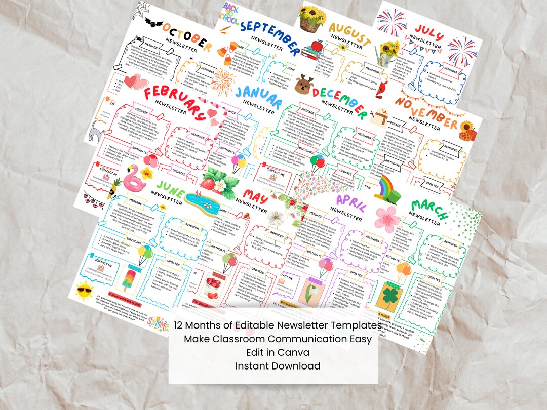 Classroom Newsletter Template Editable Teacher Newsletter Template ...